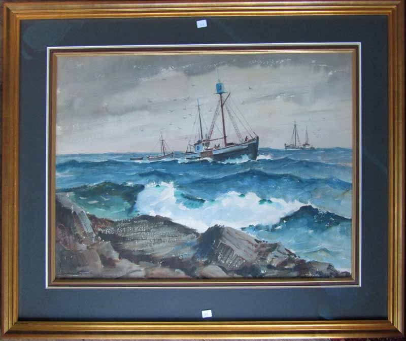 Don Stone | marine scene with fishing boat | MutualArt