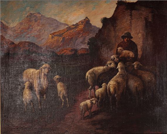 Joseph Malachy Kavanagh | Shepherd and sheep in a landscape | MutualArt