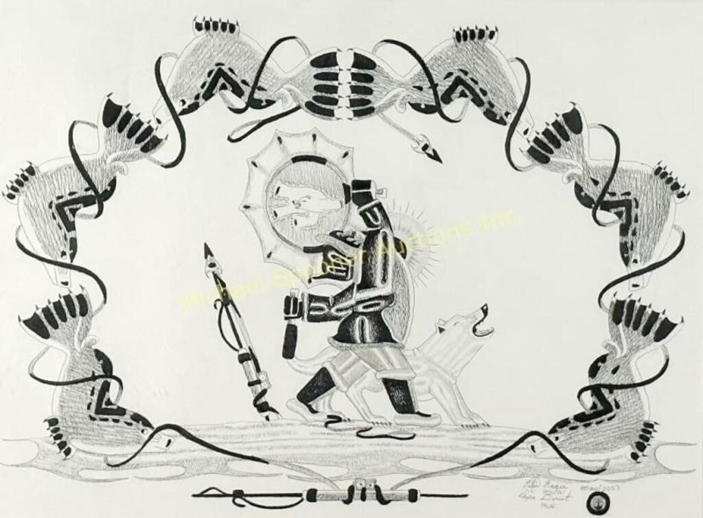 Peter Ragee | UNTITLED - HUNTER AND HOWLING DOG (1983) | MutualArt