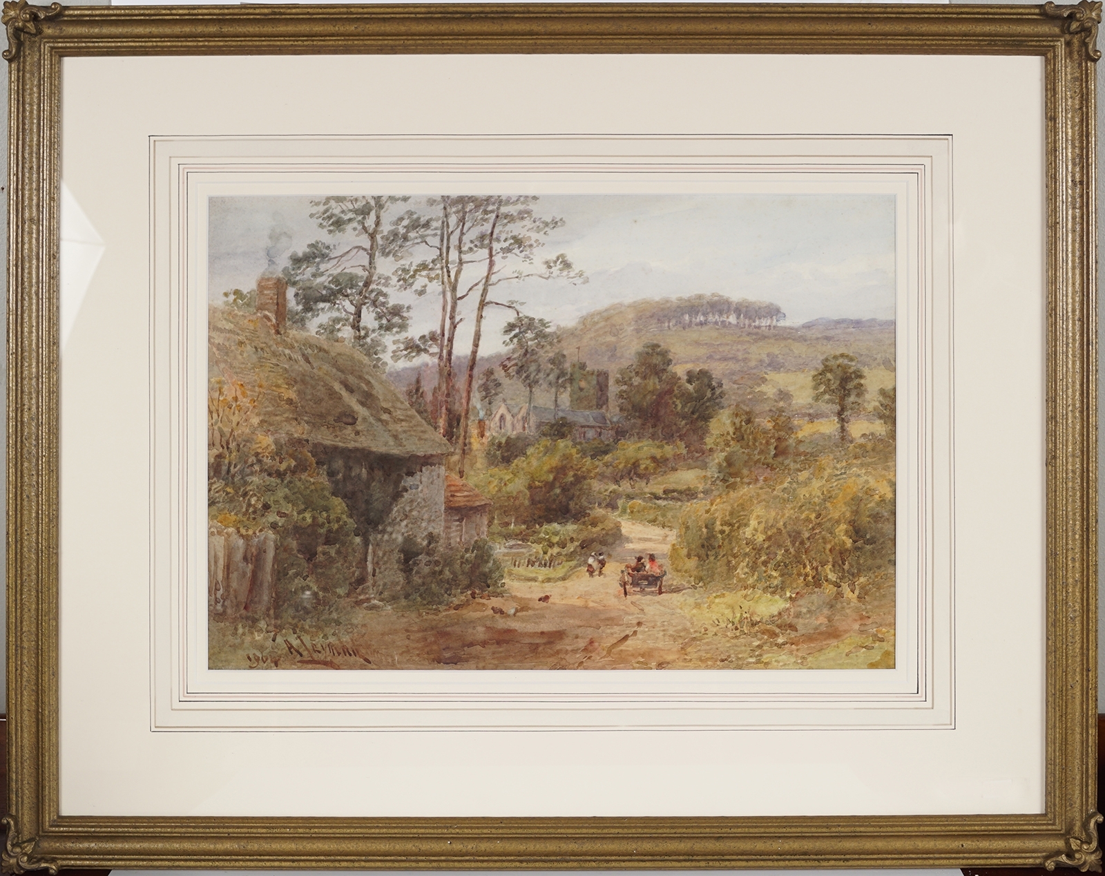 Alfred Leyman | Figures near a homestead and church | MutualArt