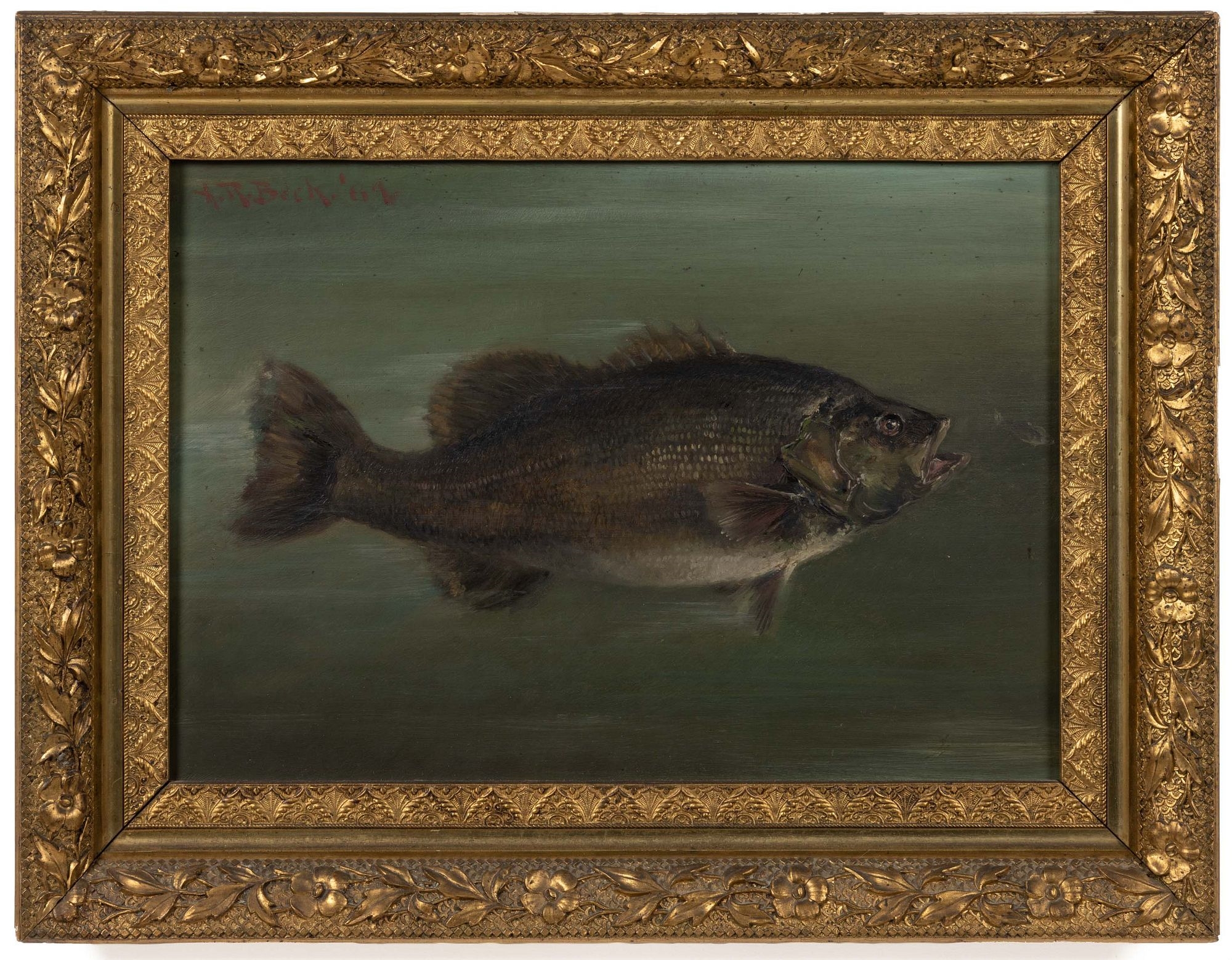 Raphael Beck | FOLK ART SPORTING SCENE, depicting a bass (19th Century ...