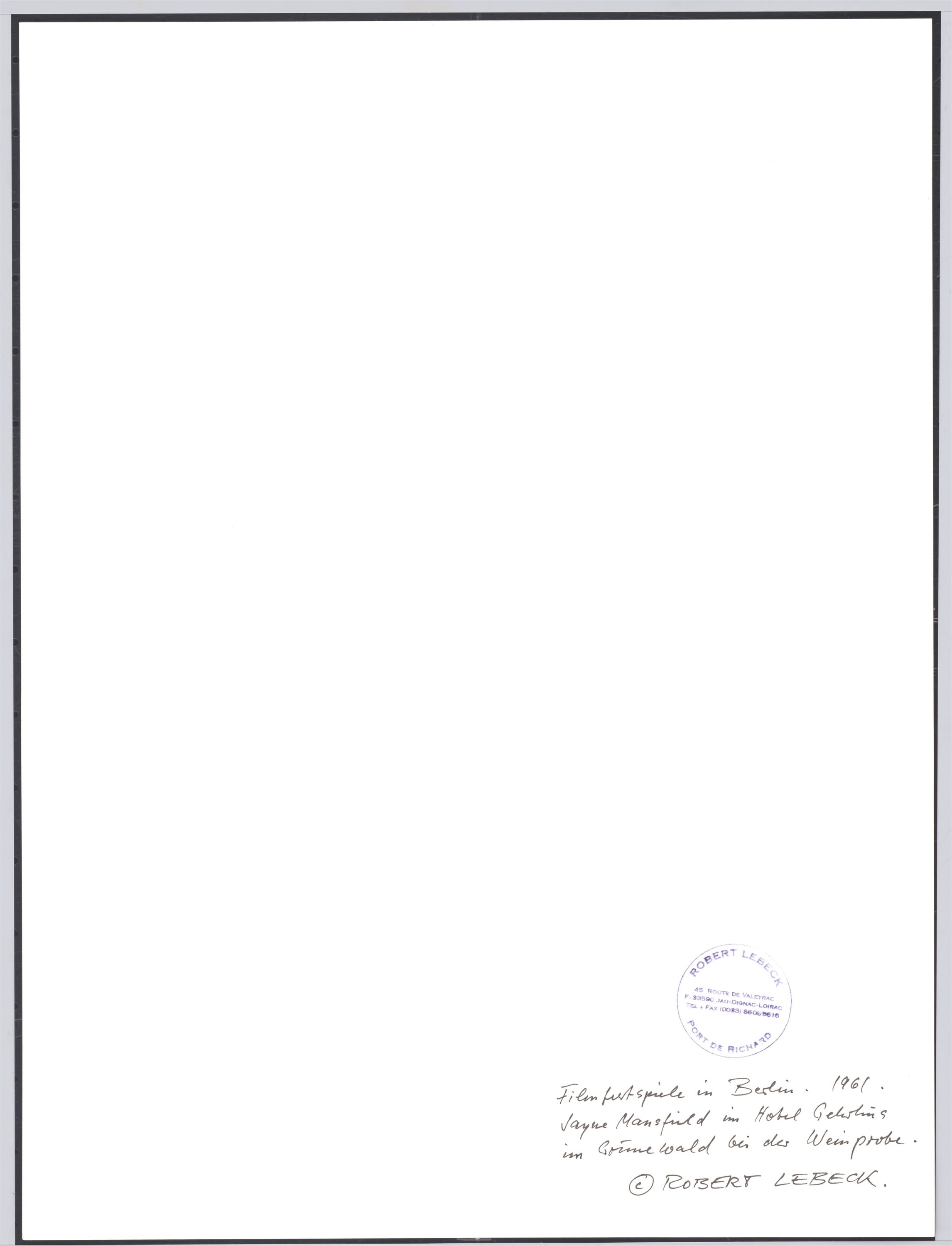 Robert Lebeck | ”Jayne Mansfield bei der Weinprobe im Hotel Gehrhus in ...