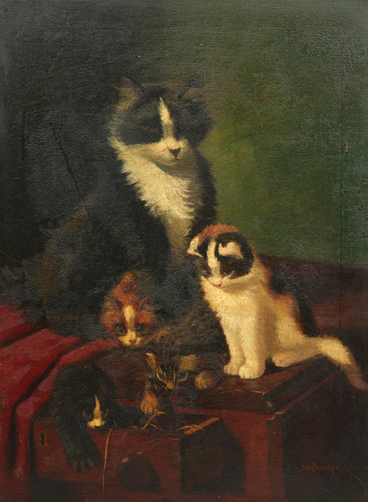 Sidney Lawrence Brackett | Sidney Lawrence Brackett Kittens Oil ...