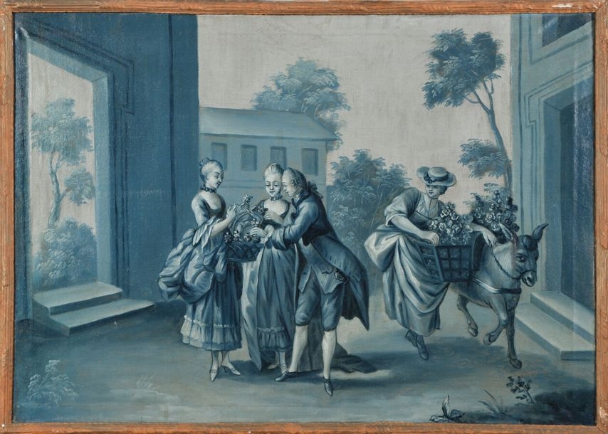Jean-Baptiste Huet | 1811 Set of three compositions in blue monochrome ...