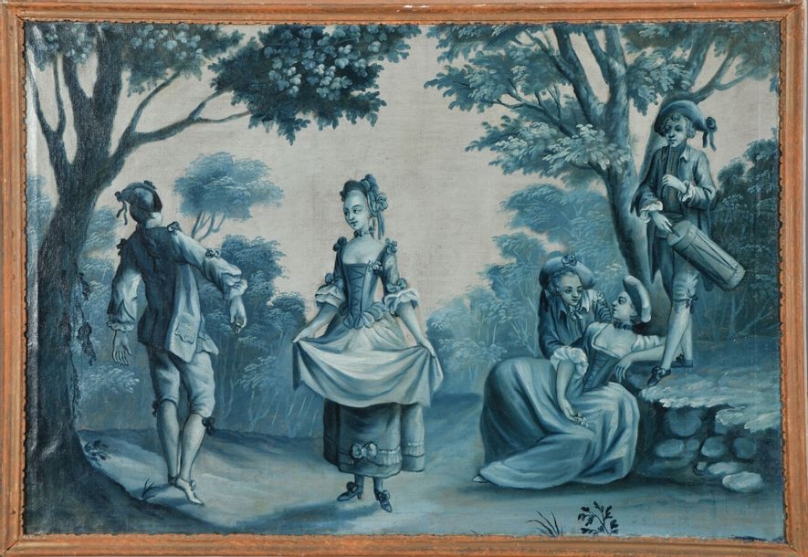 Jean-Baptiste Huet | 1811 Set of three compositions in blue monochrome ...