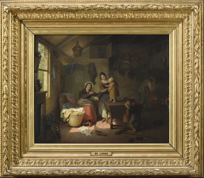 Basile de Loose | Family scene in an interior, 1838 (1838) | MutualArt