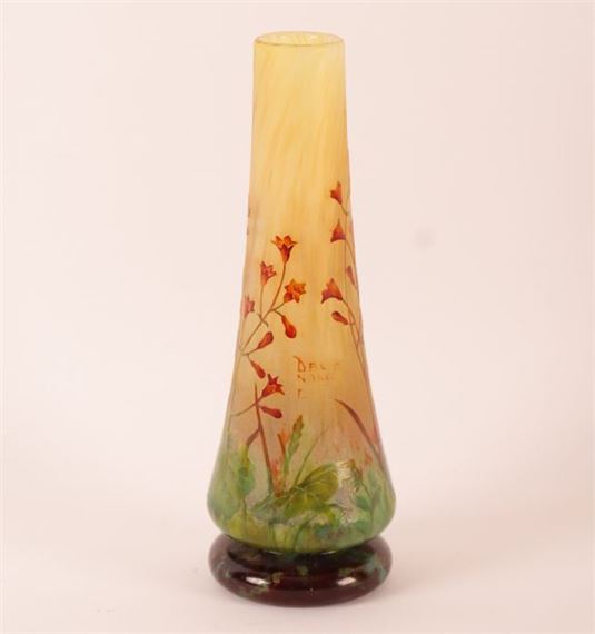 Daum Frères | DAUM NANCY Pyriform vase with narrowed neck and flattened ...