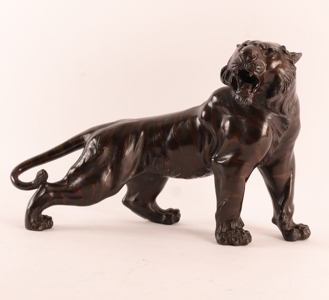 School Japanese | JAPANESE BRONZE ROARING TIGER Bronze with double ...