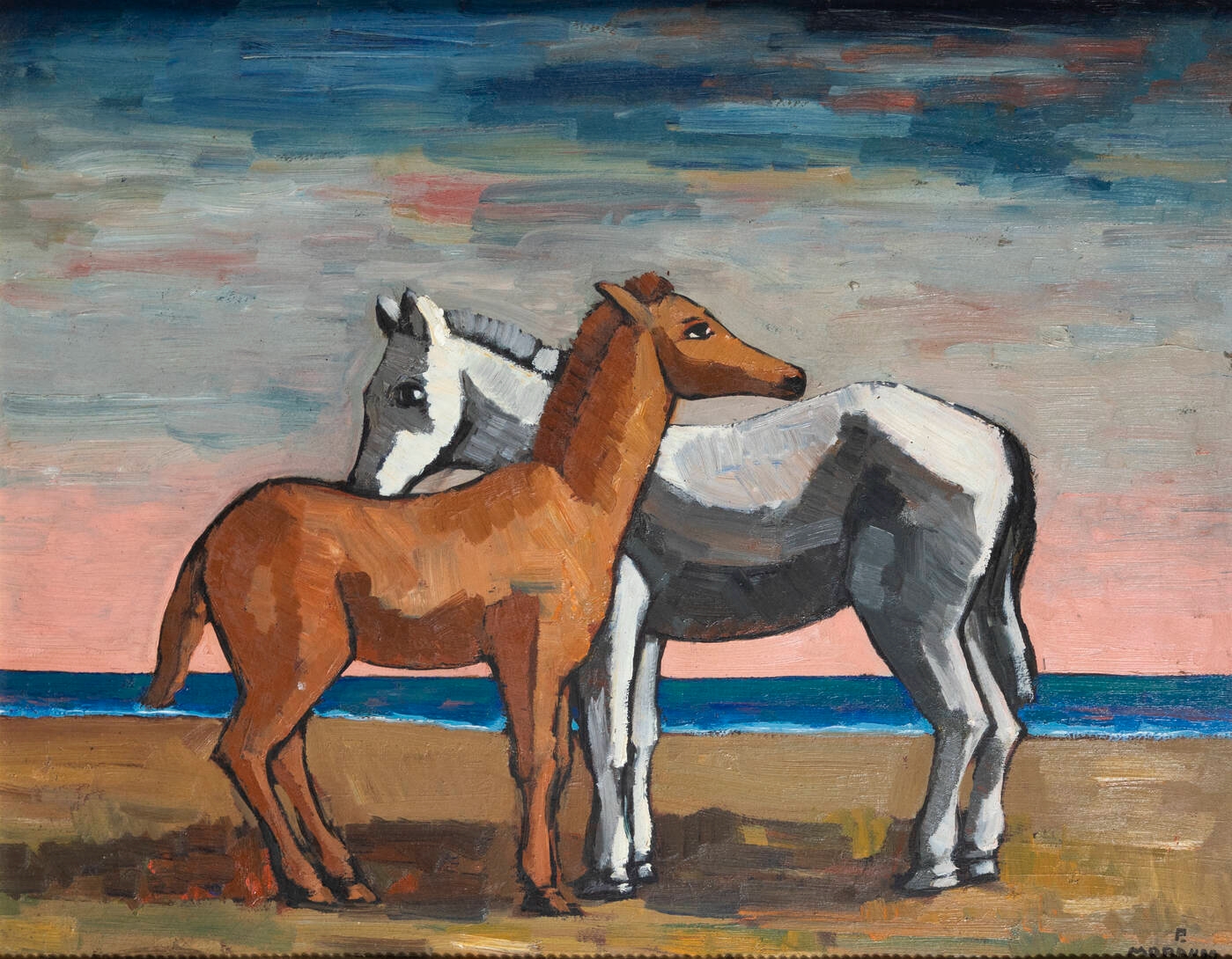 Pietro Morando | Cavalli in riva al mare (1971) | MutualArt