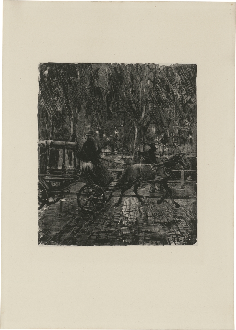 Franz Skarbina | Droschke im Regen (1896) | MutualArt