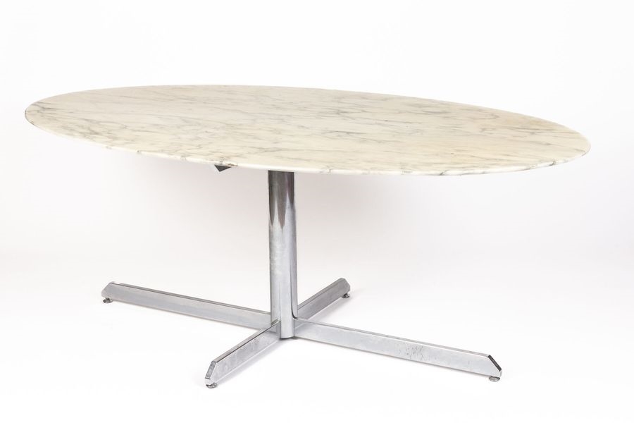 Florence Knoll Bassett | Table de salle à manger ovale en métal chromé ...