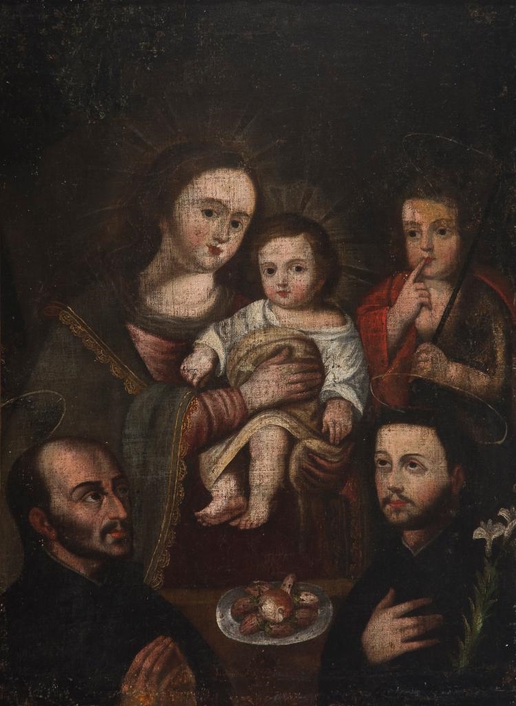 Spanish Colonial School, 17th Century | Madonna with the Christ Child and the Infant Saint John ...