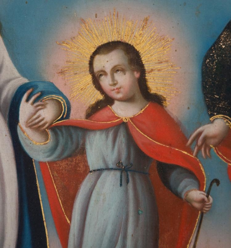 Spanish Colonial School, 17th Century | The Holy Family with the four archangels | MutualArt