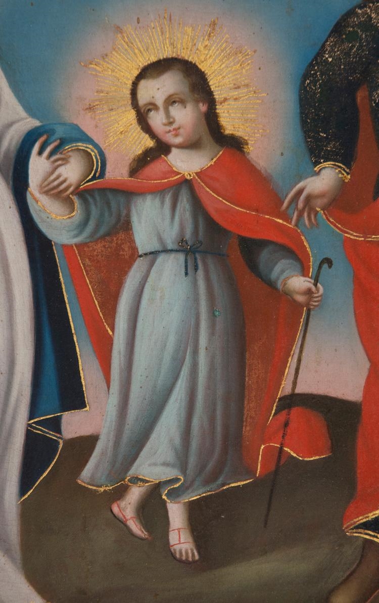 Spanish Colonial School, 17th Century | The Holy Family with the four archangels | MutualArt