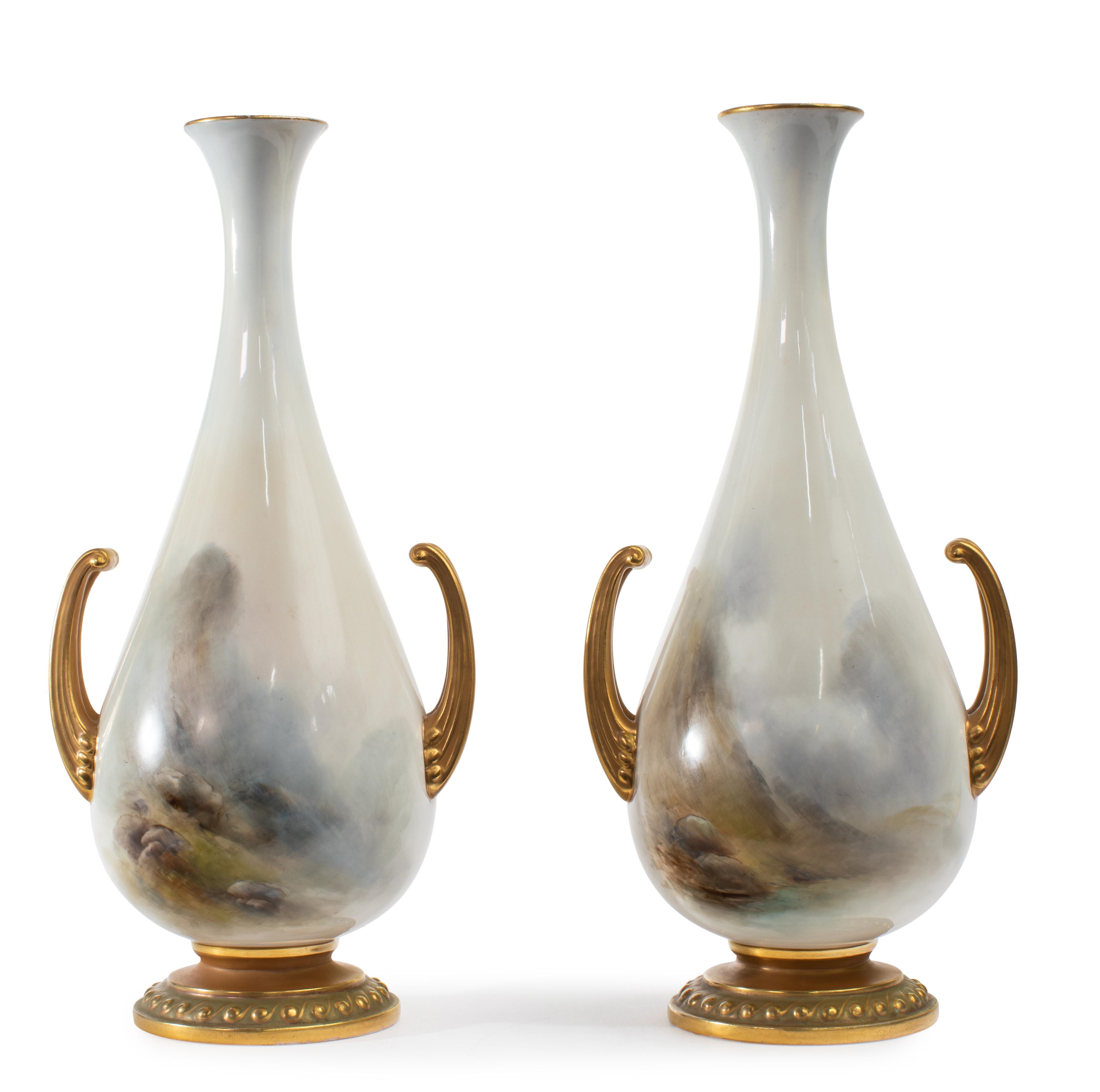 Harry Stinton | A pair of scenic Royal Worcester vases by Harry Stinton ...