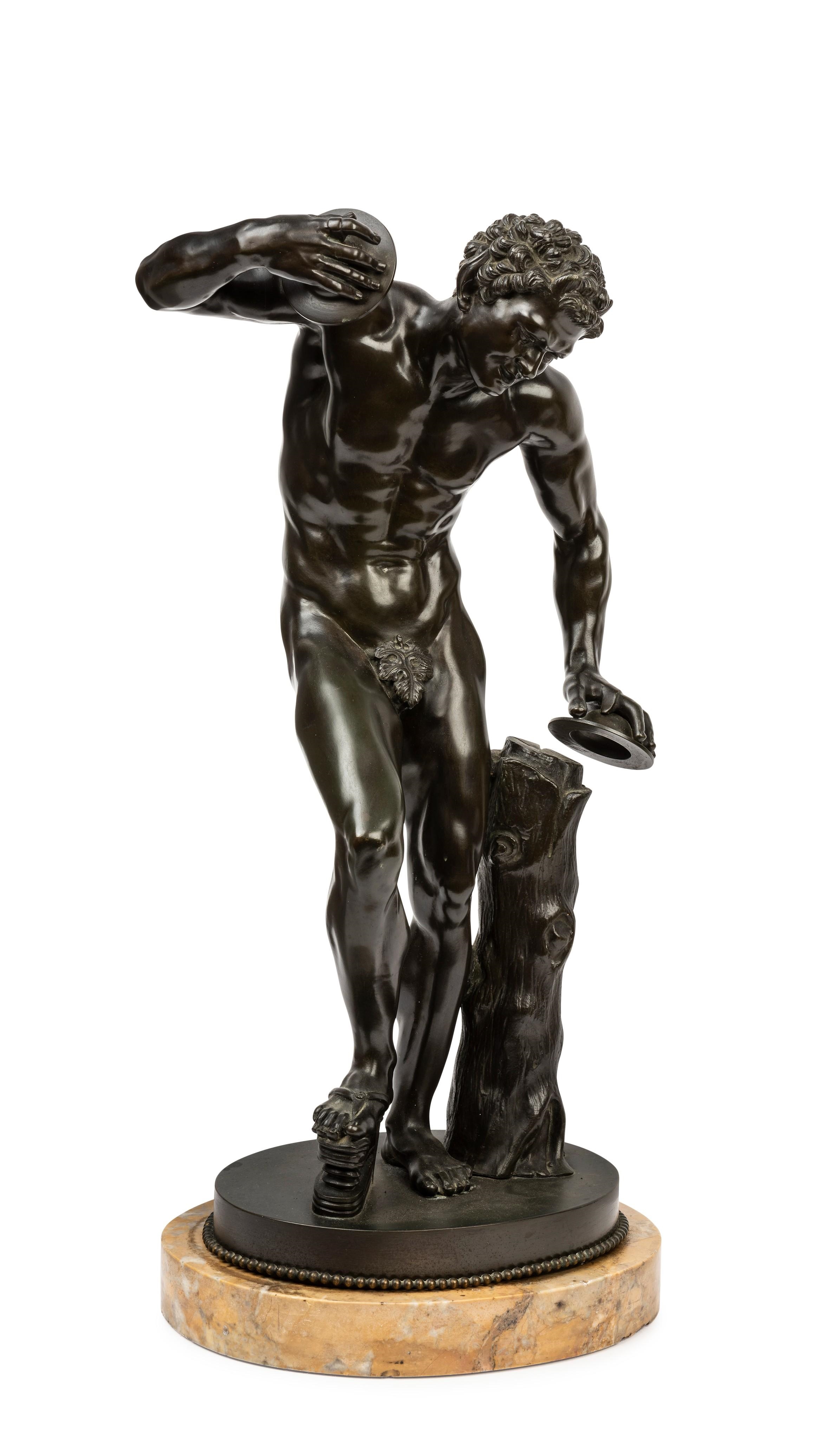 Isaak Duchemin | A bronze of a dancing faun with cymbals | MutualArt