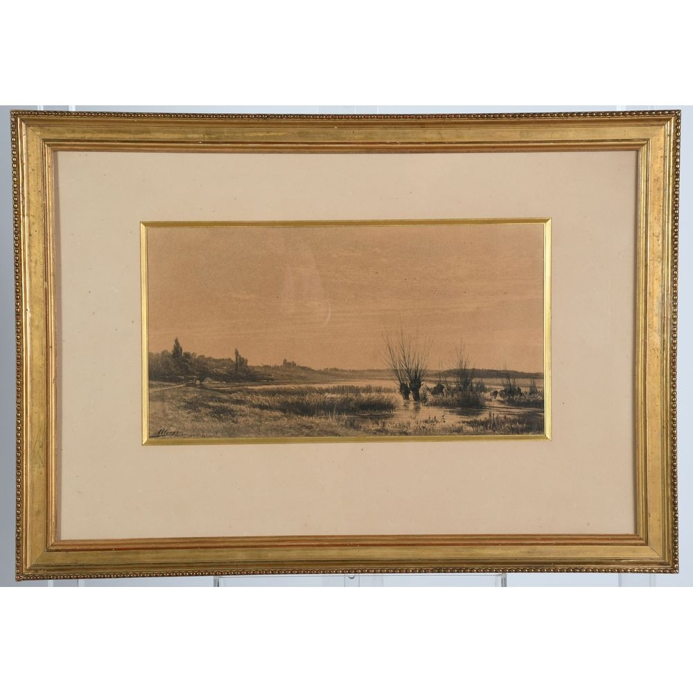 Auguste Allonge | « Paire de paysages lacustres » (1874) | MutualArt
