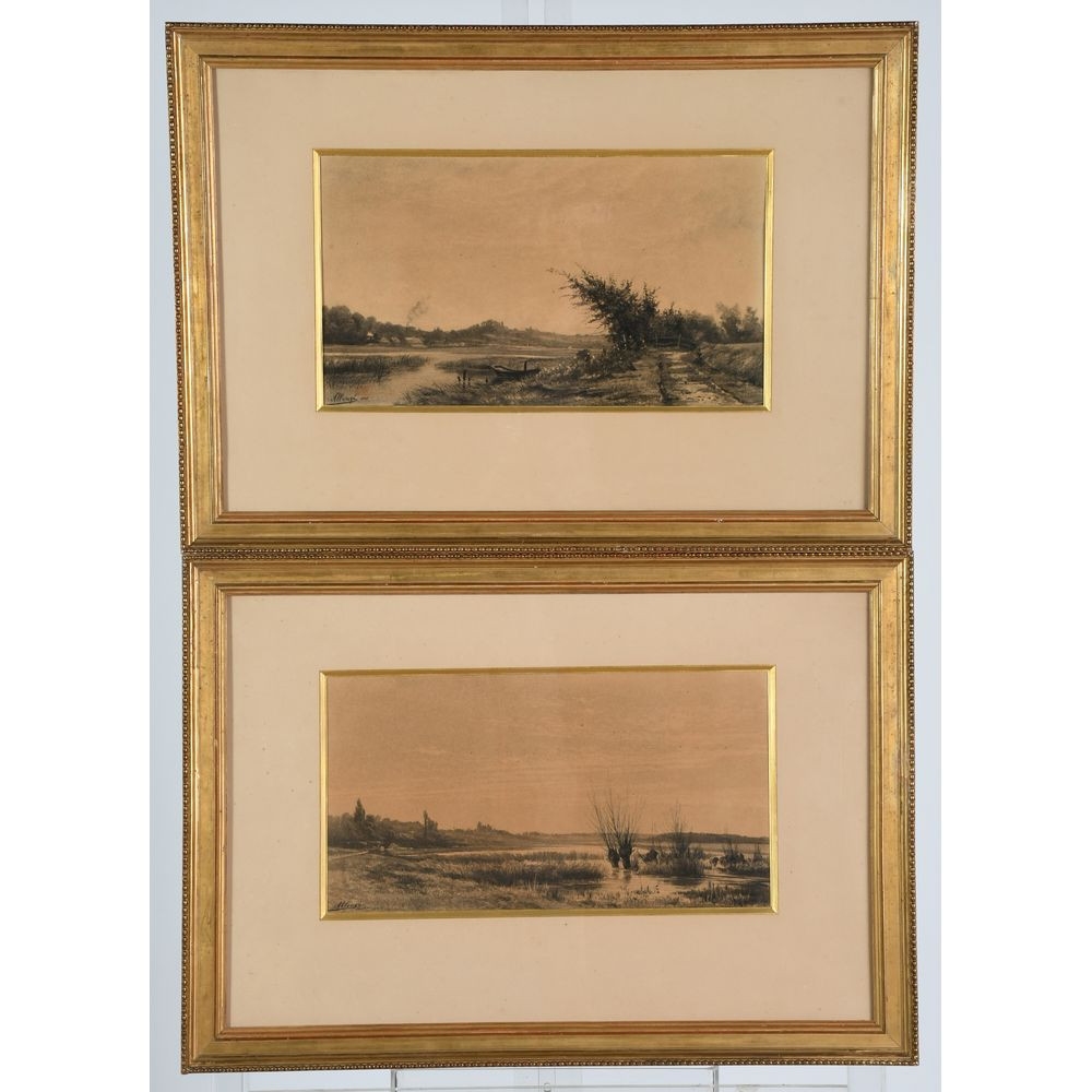 Auguste Allonge | « Paire de paysages lacustres » (1874) | MutualArt