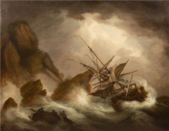 Nicholas Pocock | A Shipwreck/with sailors abandoning ship | MutualArt