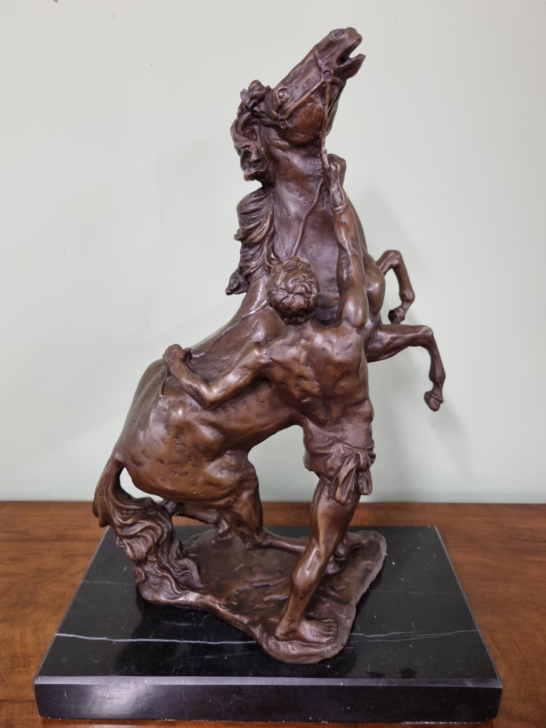 G. Cousteau | A pair of Bronze figure horses with riders Marly Horses ...