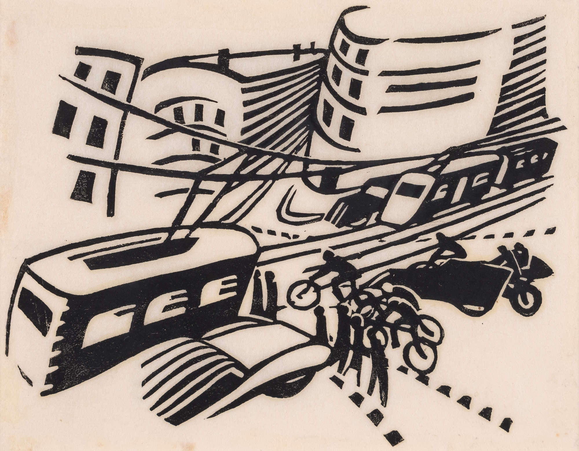 Lill Tschudi | Trams and motorcyclists (Not in Coppel) (Circa 1930s ...