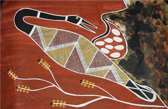 Andrew Narorrua | Brolga with Nest and Eggs (2019) | MutualArt