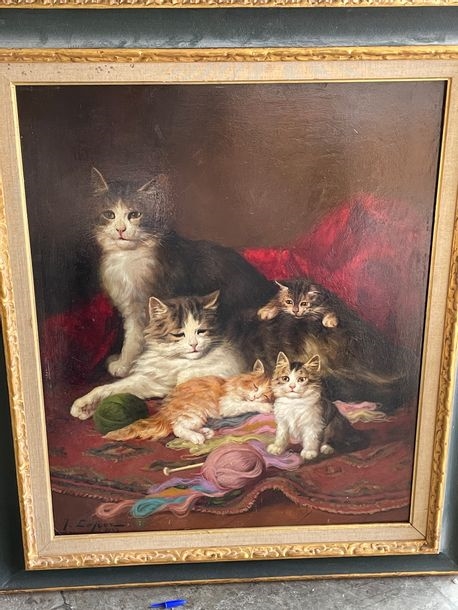 Jules Leroy | The cats Oil on panel (1909) | MutualArt