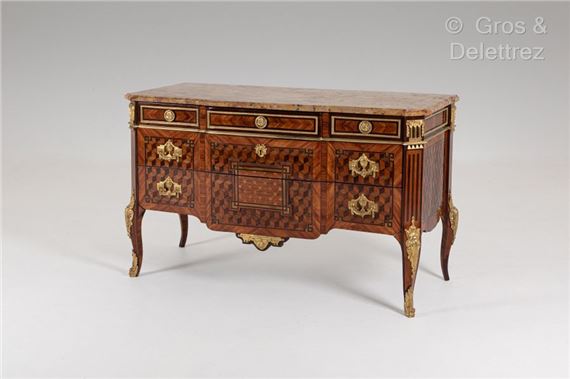 Pierre Harry Mewesen | Wooden chest of drawers inlaid with cubes in ...
