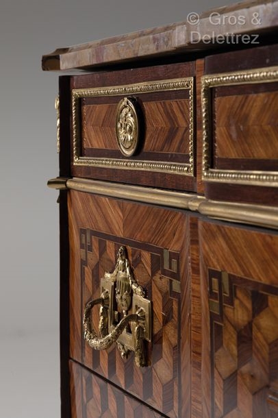 Pierre Harry Mewesen | Wooden chest of drawers inlaid with cubes in ...