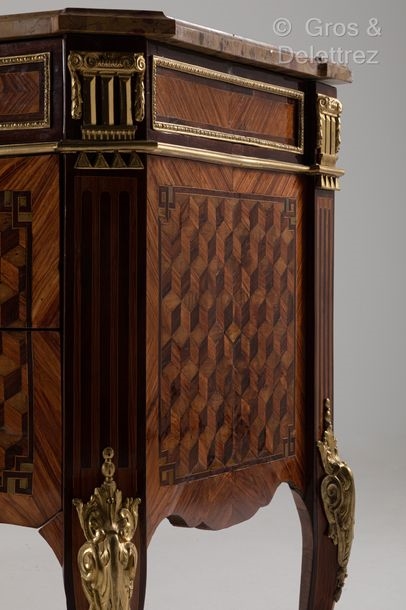 Pierre Harry Mewesen | Wooden chest of drawers inlaid with cubes in ...