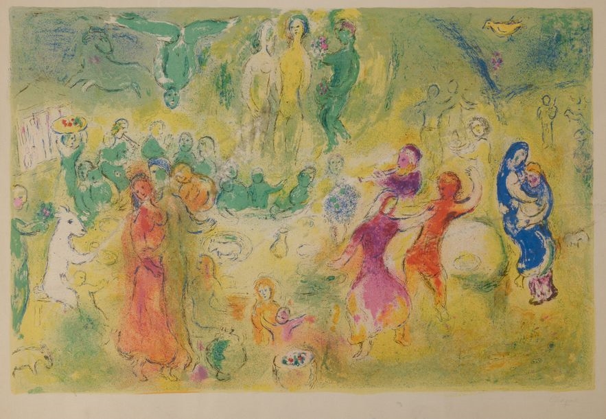 Marc Chagall | . Nuptial Feast in the Cave of the Nymphs. Plate of ...