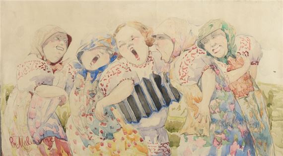 Philip Malyavin | Five Russian women singing | MutualArt