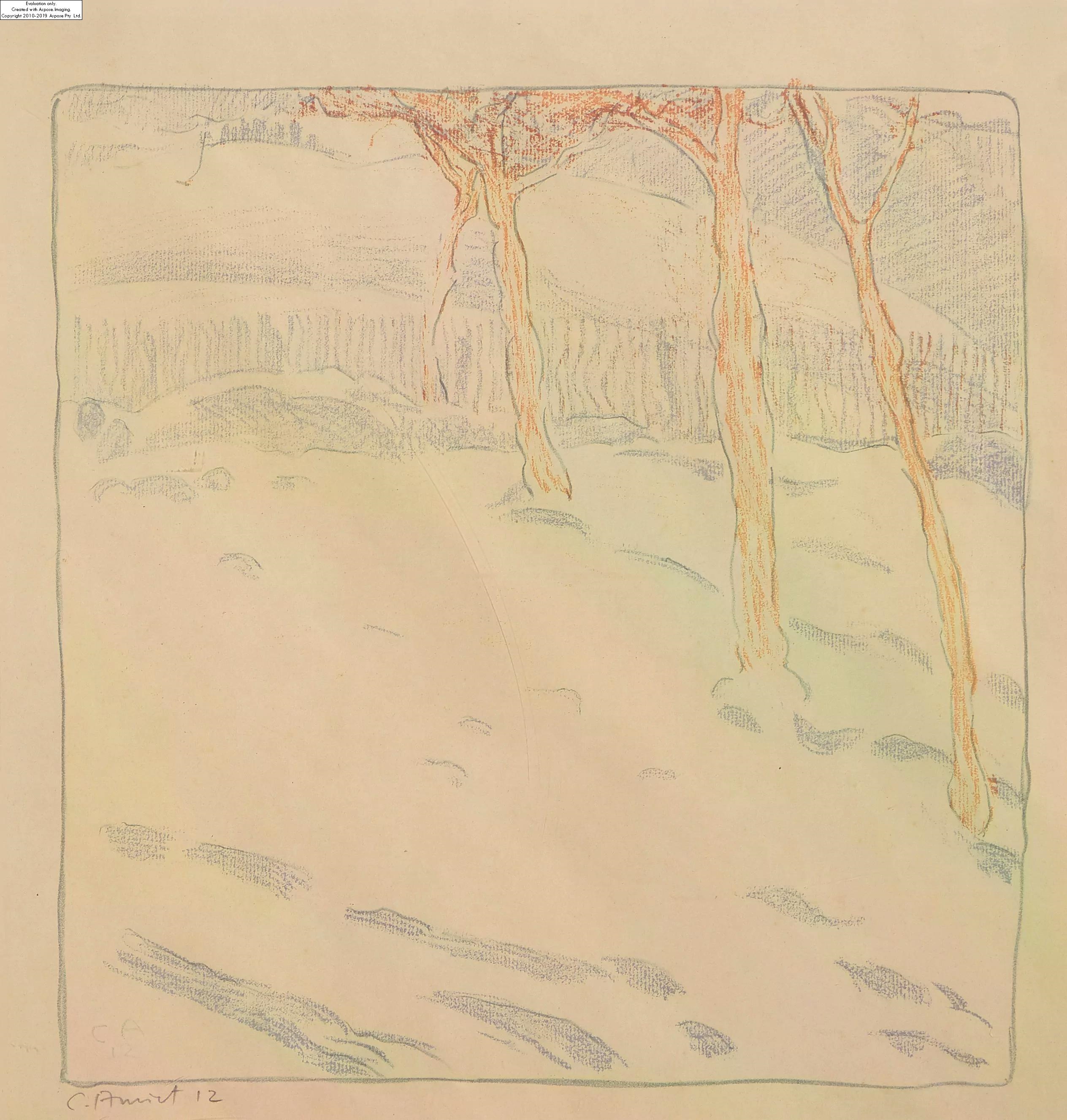 Cuno Amiet | Winterlandschaft mit vier Bäumen (1868 - 1961) | MutualArt