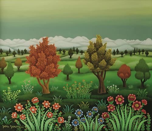 Josip Generalic | Landschaft vor Gebirge (1971) | MutualArt