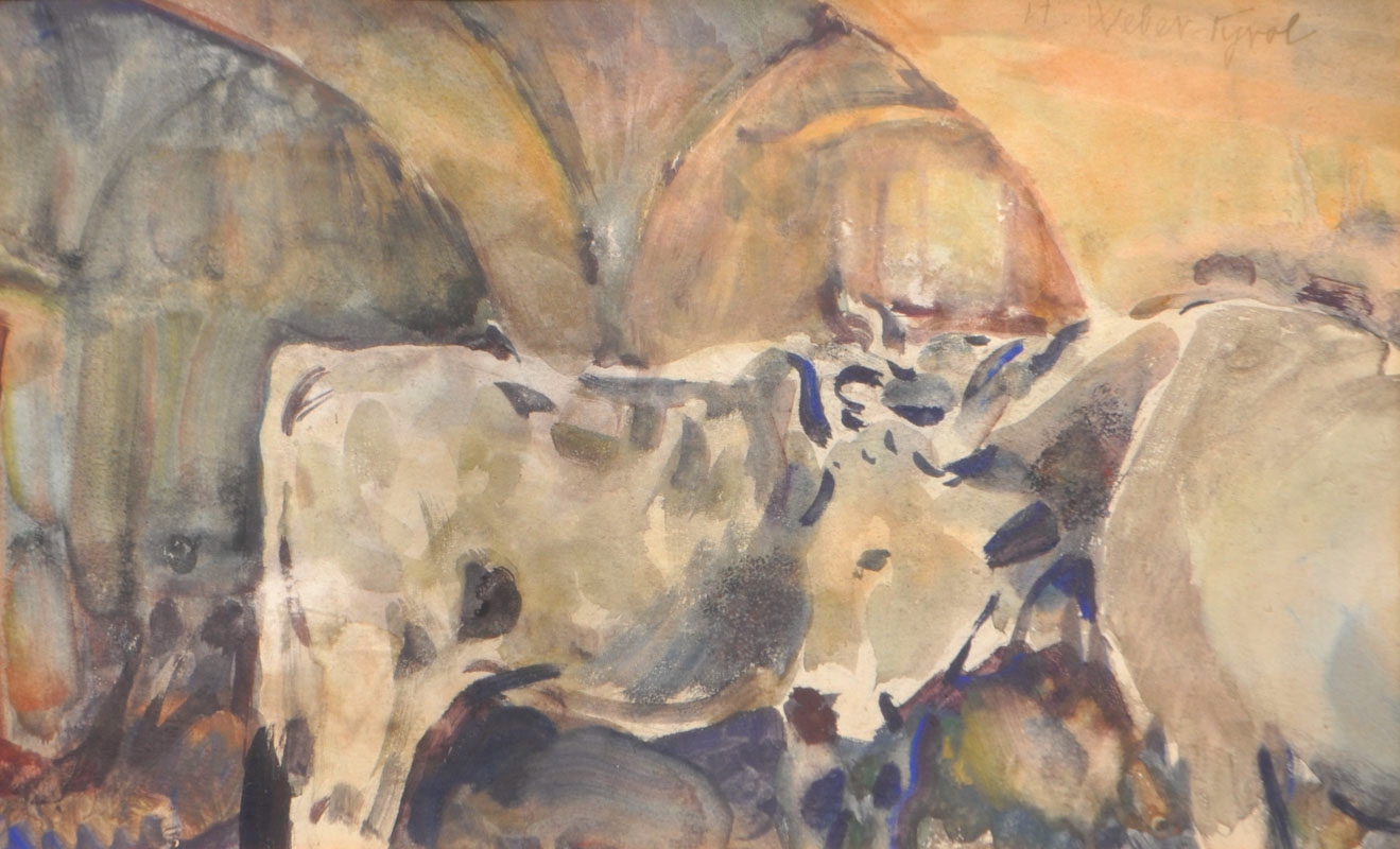 Hans Josef Weber-Tyrol | MUCCHE IN STALLA GOTICA | MutualArt