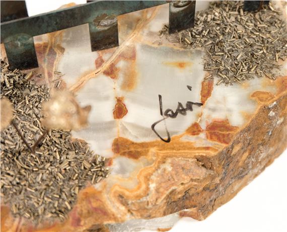 Mario Jason | open mailbox with flying bird, fence and foliage | MutualArt