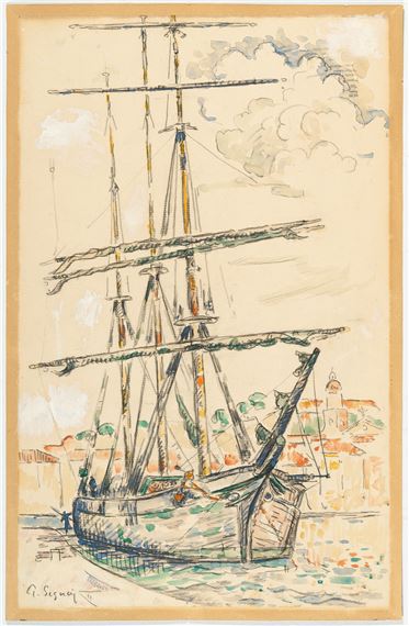 Paul Signac | Sailing boats in the harbour of St. Tropez (1920) | MutualArt