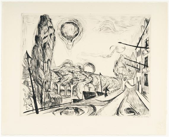 Max Beckmann | Landscape with a balloon (1918) | MutualArt