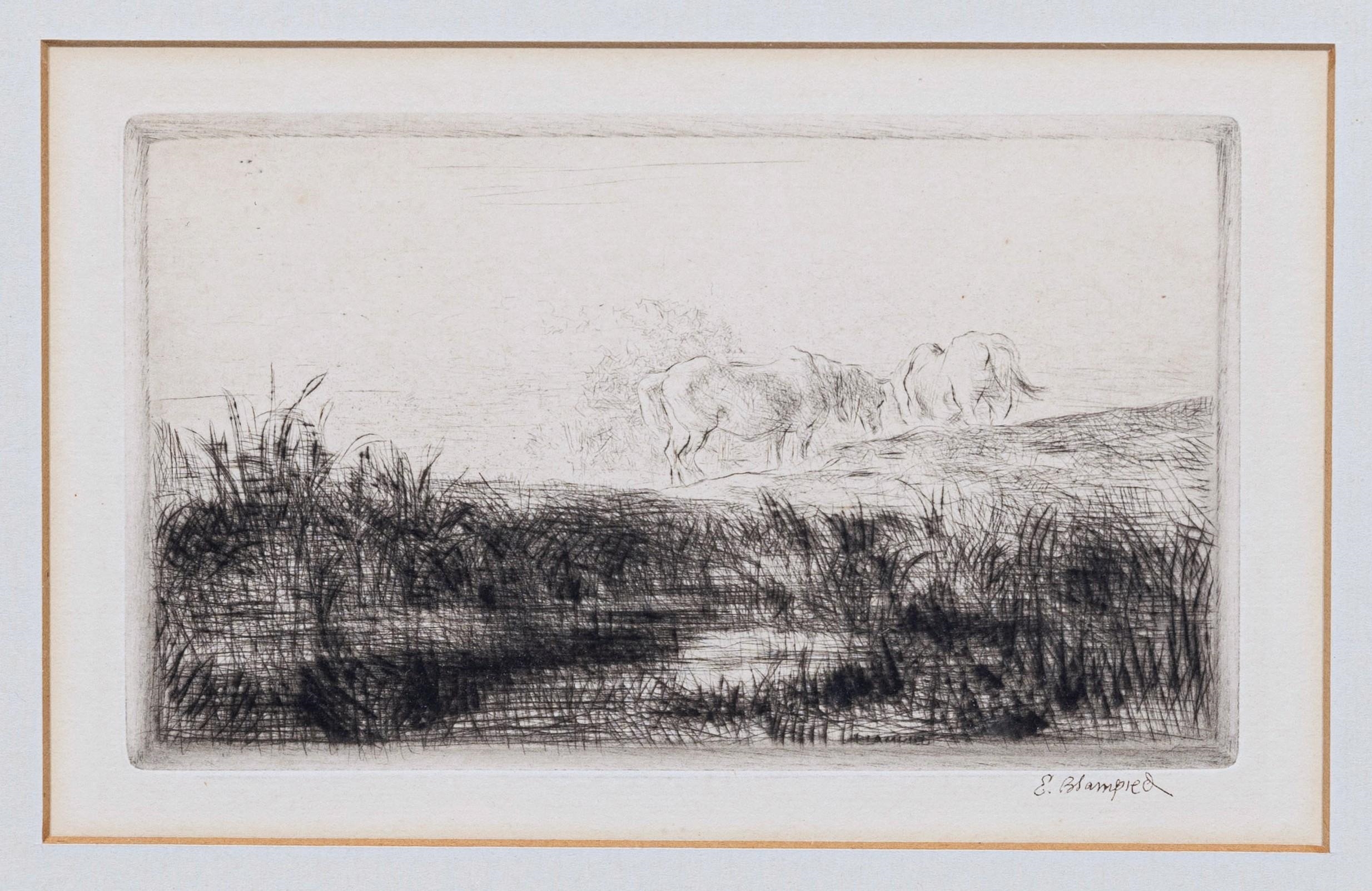 Edmund Blampied | Two Horses (1886) | MutualArt