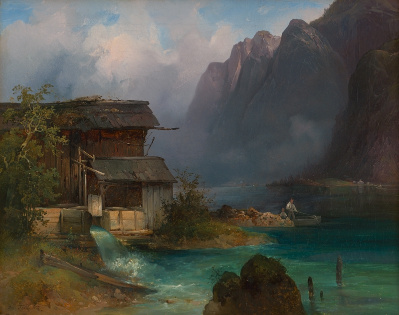 Josef Feid | Fischerhäuser am Hallstädter See (1852) | MutualArt