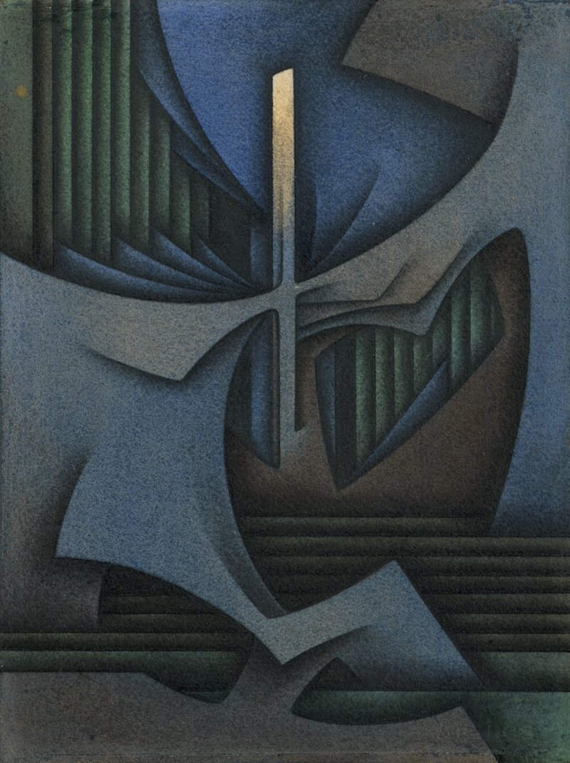 Joaquin Ferrer | Komposition in Blau und Grün (1979) | MutualArt