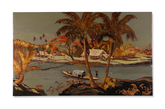 Tran Van Ha | Village au bord de la rivière (1960) | MutualArt