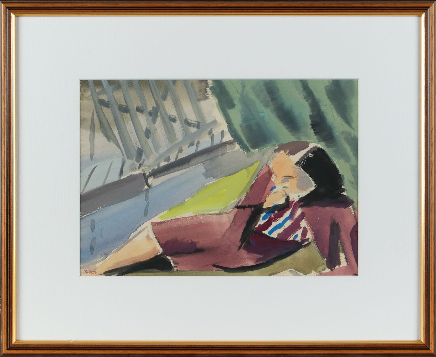 Elizabeth Rivers | GIRL RESTING BY A RIVER | MutualArt