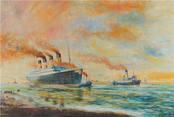 John Ginn | TITANIC ON BELFAST LOUGH | MutualArt