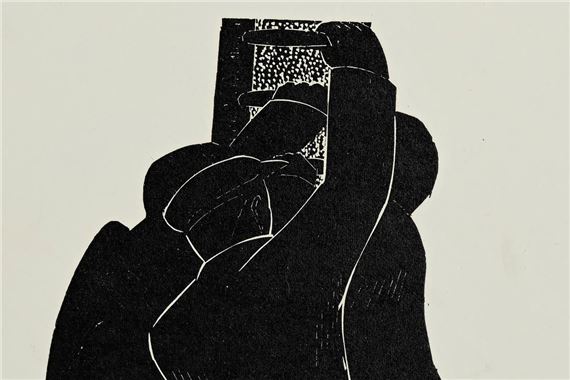 Elizabeth Rivers | Three Men with a Ladder (1964) (1964) | MutualArt