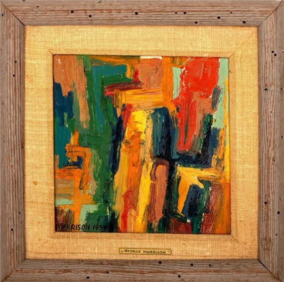 George Morrison | abstract oil on masonite (Circa 1950) | MutualArt