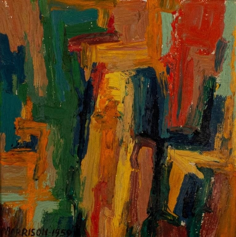 George Morrison | abstract oil on masonite (Circa 1950) | MutualArt