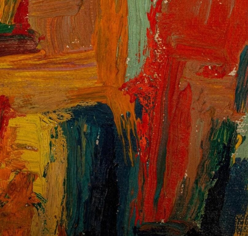 George Morrison | abstract oil on masonite (Circa 1950) | MutualArt