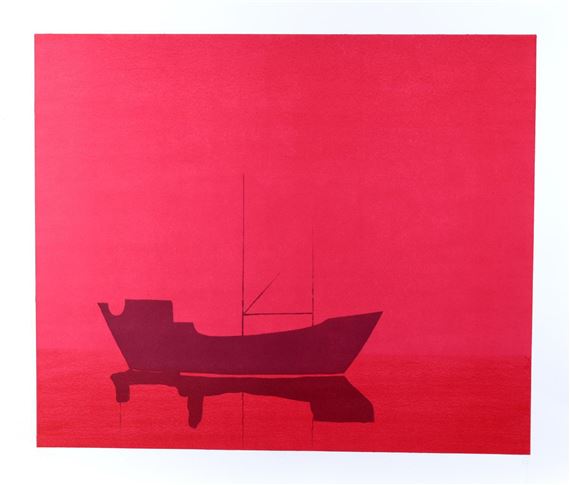 Arne Olsson | Motif of a boat in red colours | MutualArt
