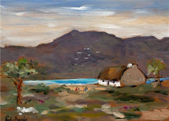 Gladys MacCabe | FAMILY AND COTTAGE IN DONEGAL LANDSCAPE | MutualArt